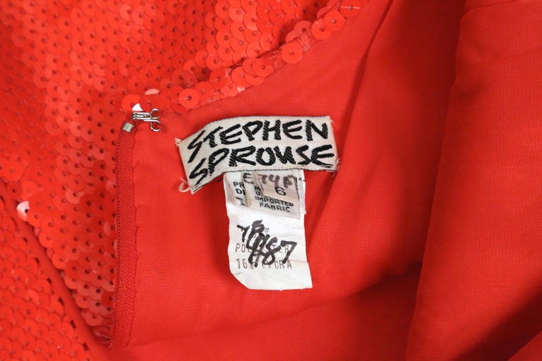 1988 STEPHEN SPROUSE red sequined dress For Sale at 1stDibs