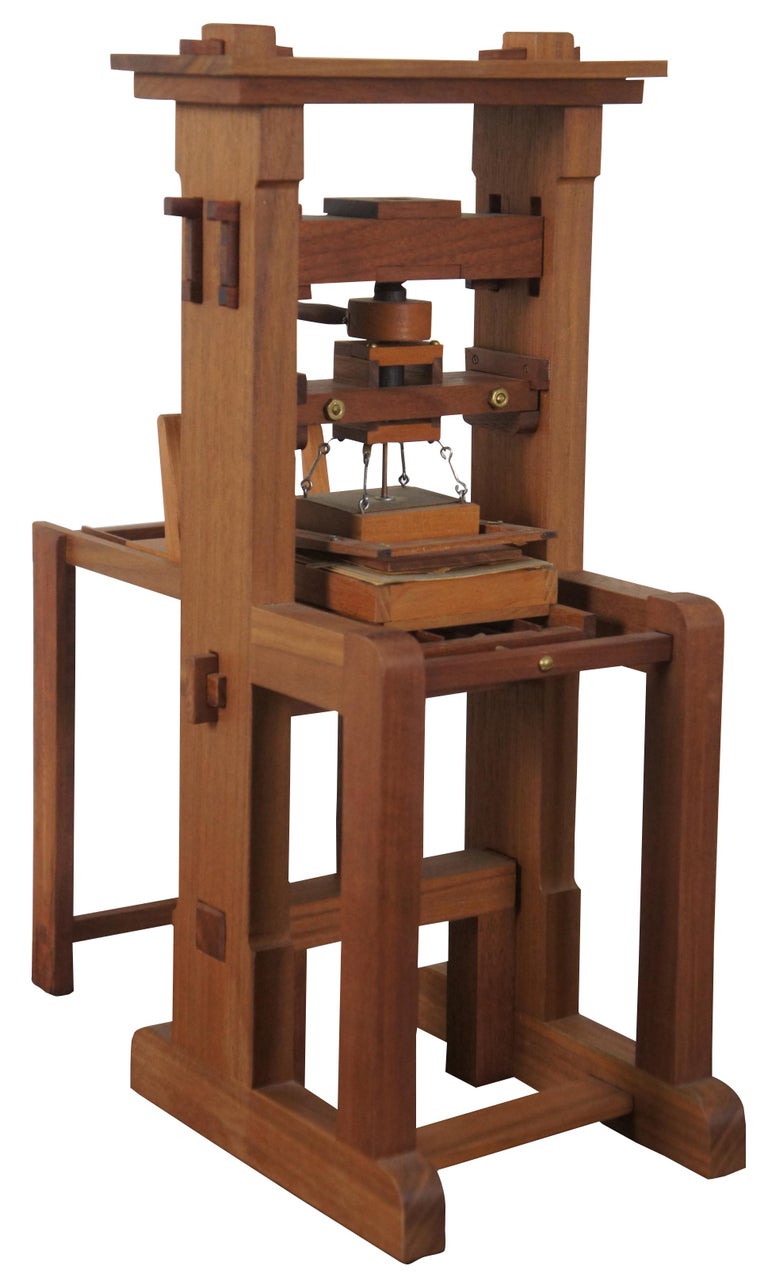 1989 1/4 Scale Gutenberg Model Printing Press Miniature Lewis McClure ...