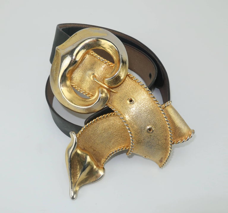 1989 Christopher Ross Large Looped Buckle and Belt at 1stDibs