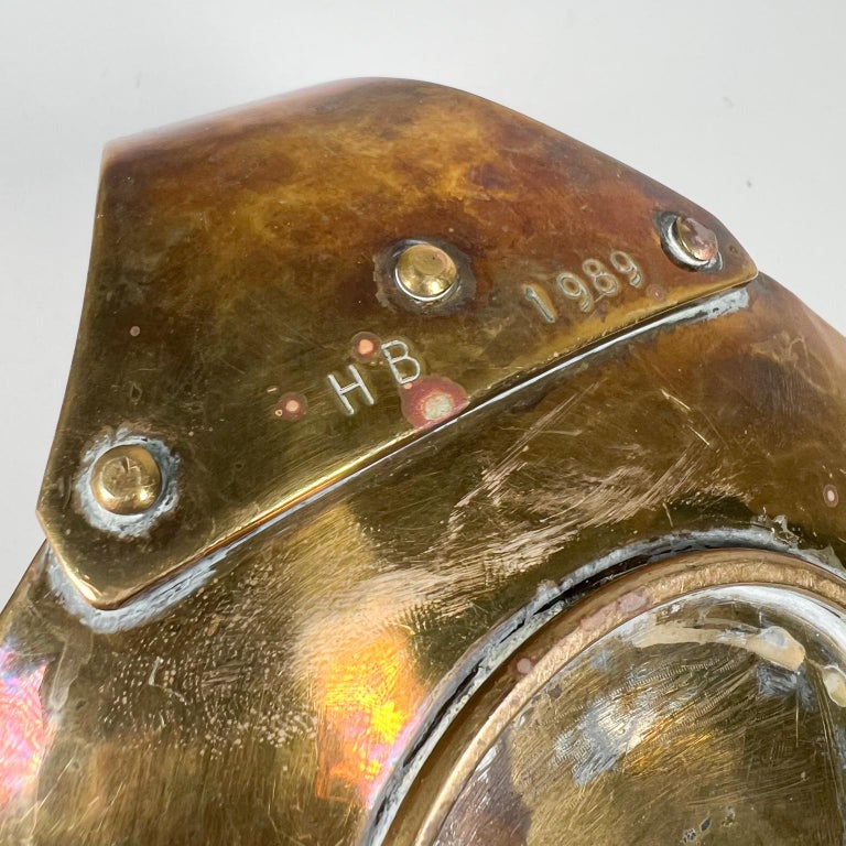 1989 HB Sculptural Chamber Candle Holder Dish in Brass For Sale at 1stDibs