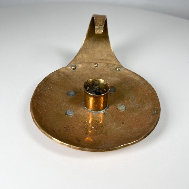 1989 HB Sculptural Chamber Candle Holder Dish in Brass For Sale at 1stDibs