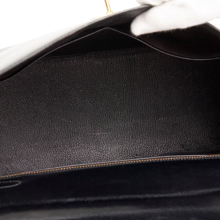 1989 Hermès Black Box Calf Leather Vintage Kelly 32cm Sellier at 1stDibs