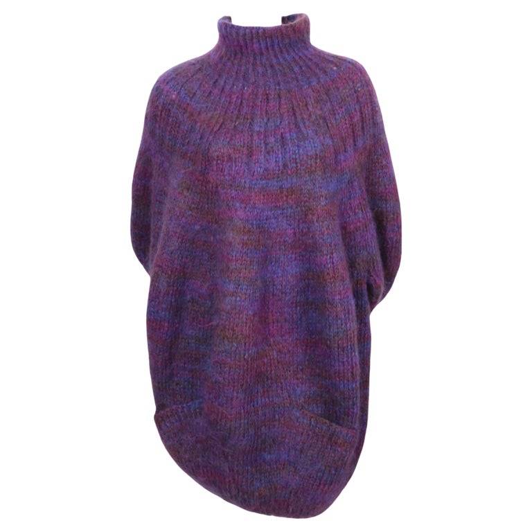 1989 PERRY ELLIS by MARC JACOBS oversized purple handknit sweater dress ...