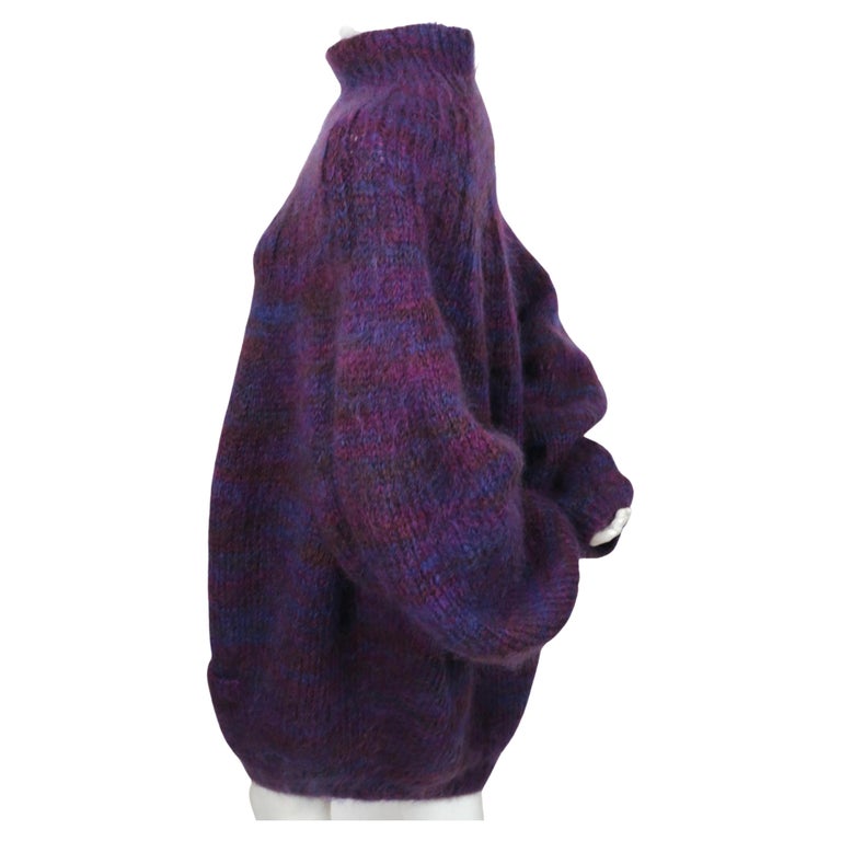 1989 PERRY ELLIS by MARC JACOBS oversized purple handknit sweater dress ...