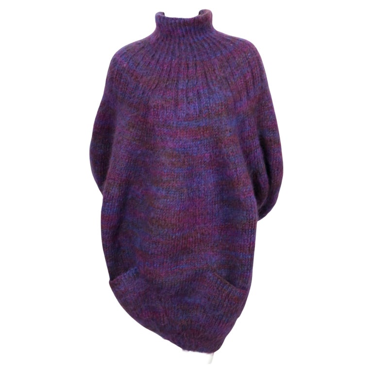 1989 PERRY ELLIS by MARC JACOBS oversized purple handknit sweater dress ...