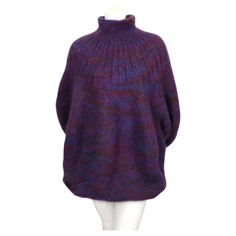 1989 PERRY ELLIS by MARC JACOBS oversized purple handknit sweater dress ...