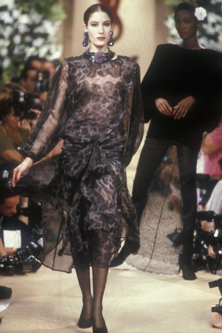1989 YVES SAINT LAURENT haute couture silk RUNWAY dress For Sale at 1stDibs