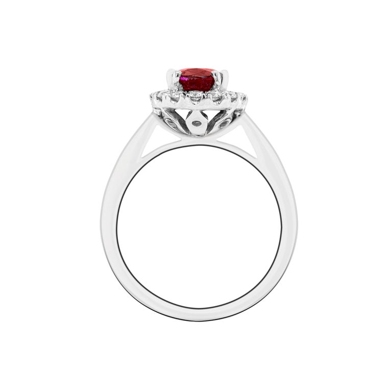 1.99 Carat Ruby and Diamond Platinum Cluster Engagement Ring For Sale at 1stDibs