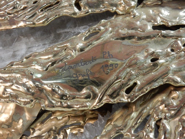 1990 Enlightening Sconce Horse's Head Gilded Bronze + Gypsum Signed ...