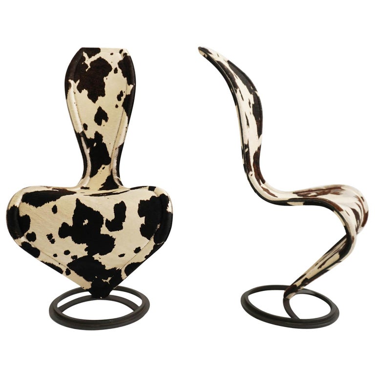 1990 Original Pair of Tom Dixon S-Chair in Rare Cowhide at 1stDibs
