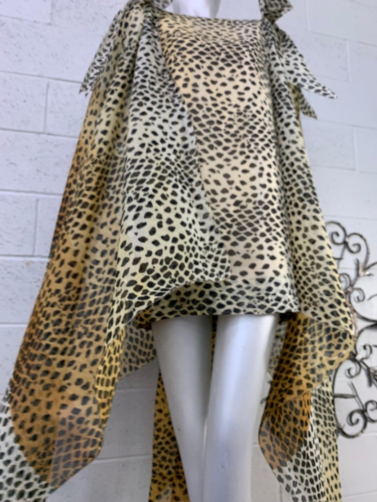 1990 Pierre Cardin Haute Couture Leopard Organza Mini Dress w Organza ...