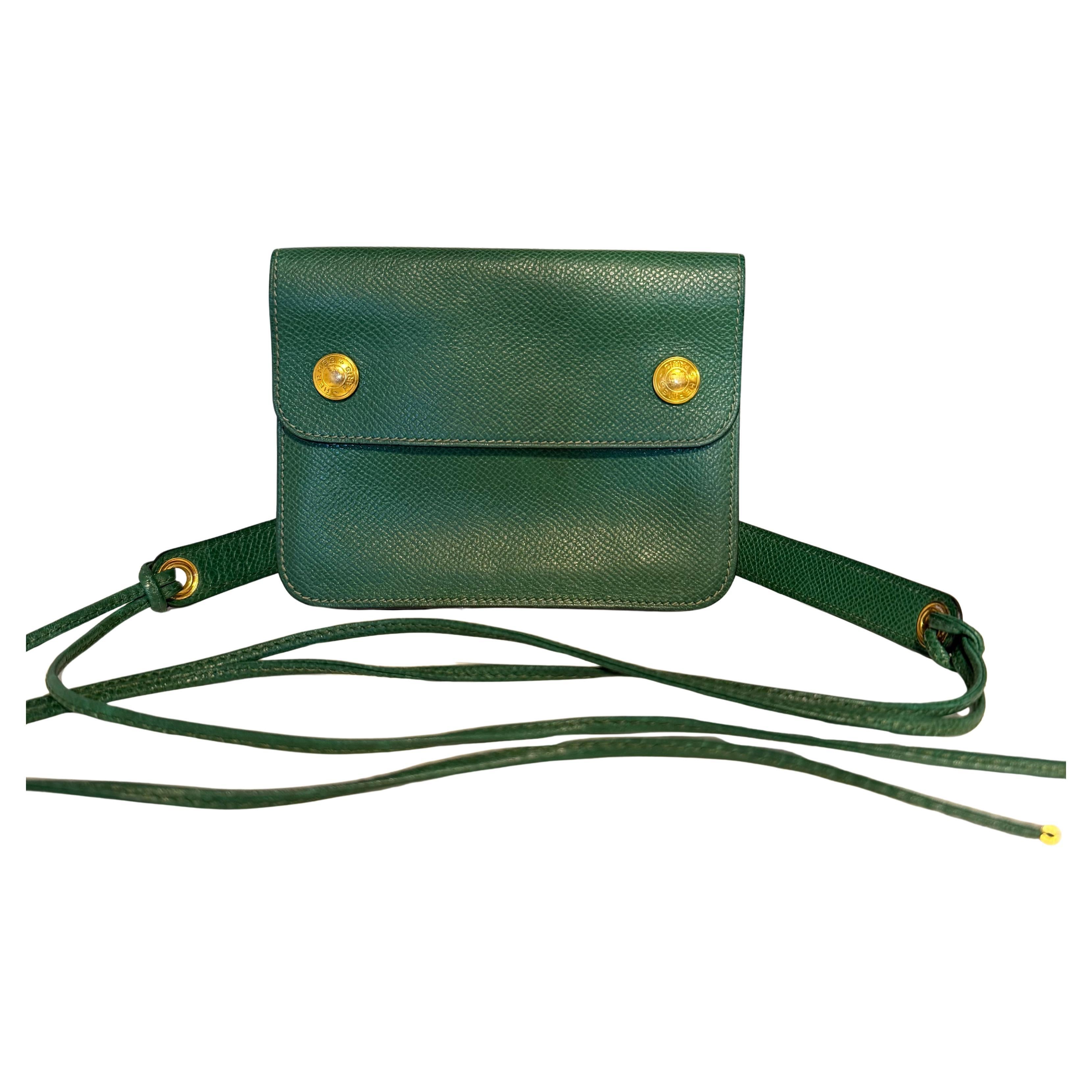 1990 Rare Green Hermès Floride Belt Bag For Sale at 1stDibs