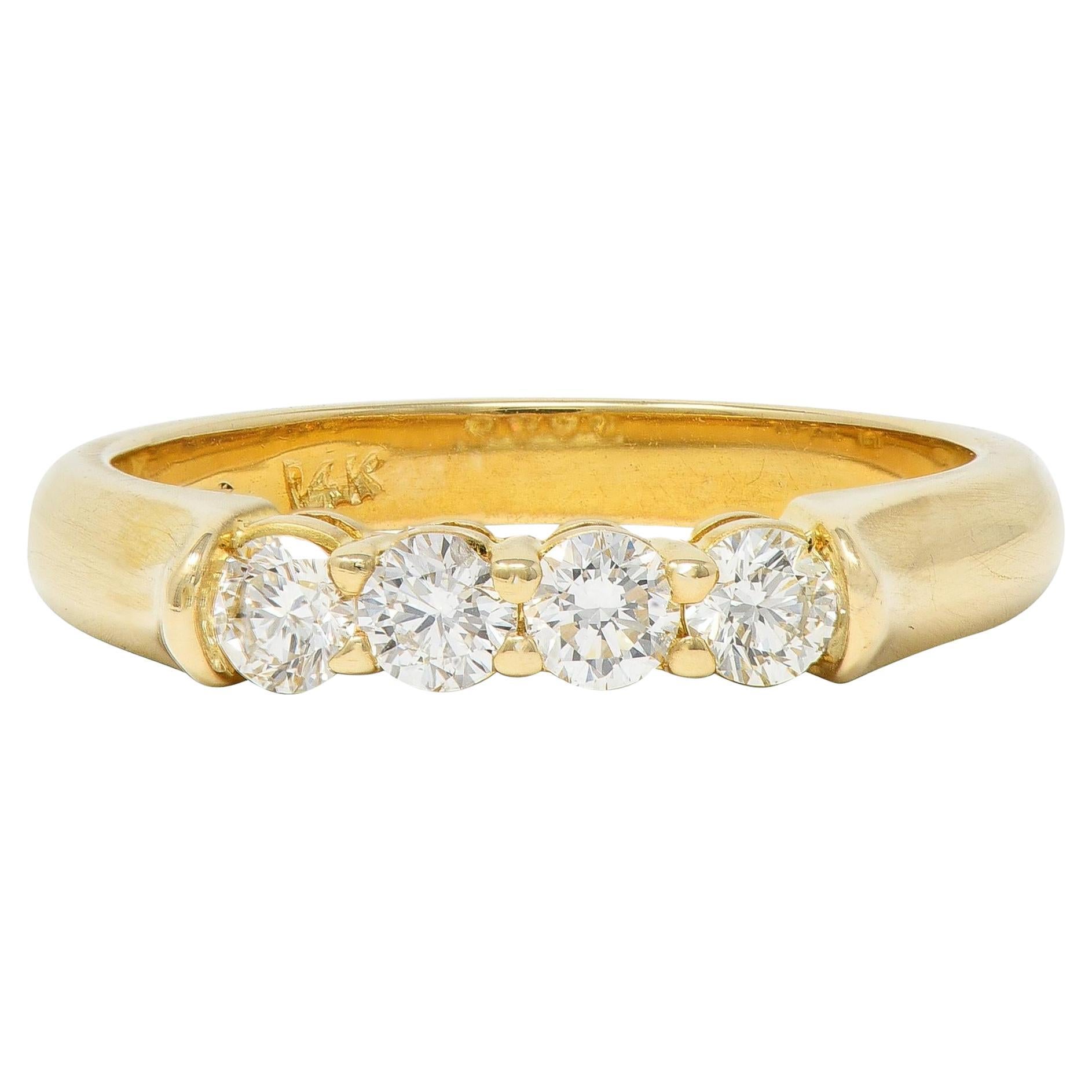 1990's Diamond 14 Karat Yellow Gold Vintage Channel Band Ring For Sale ...