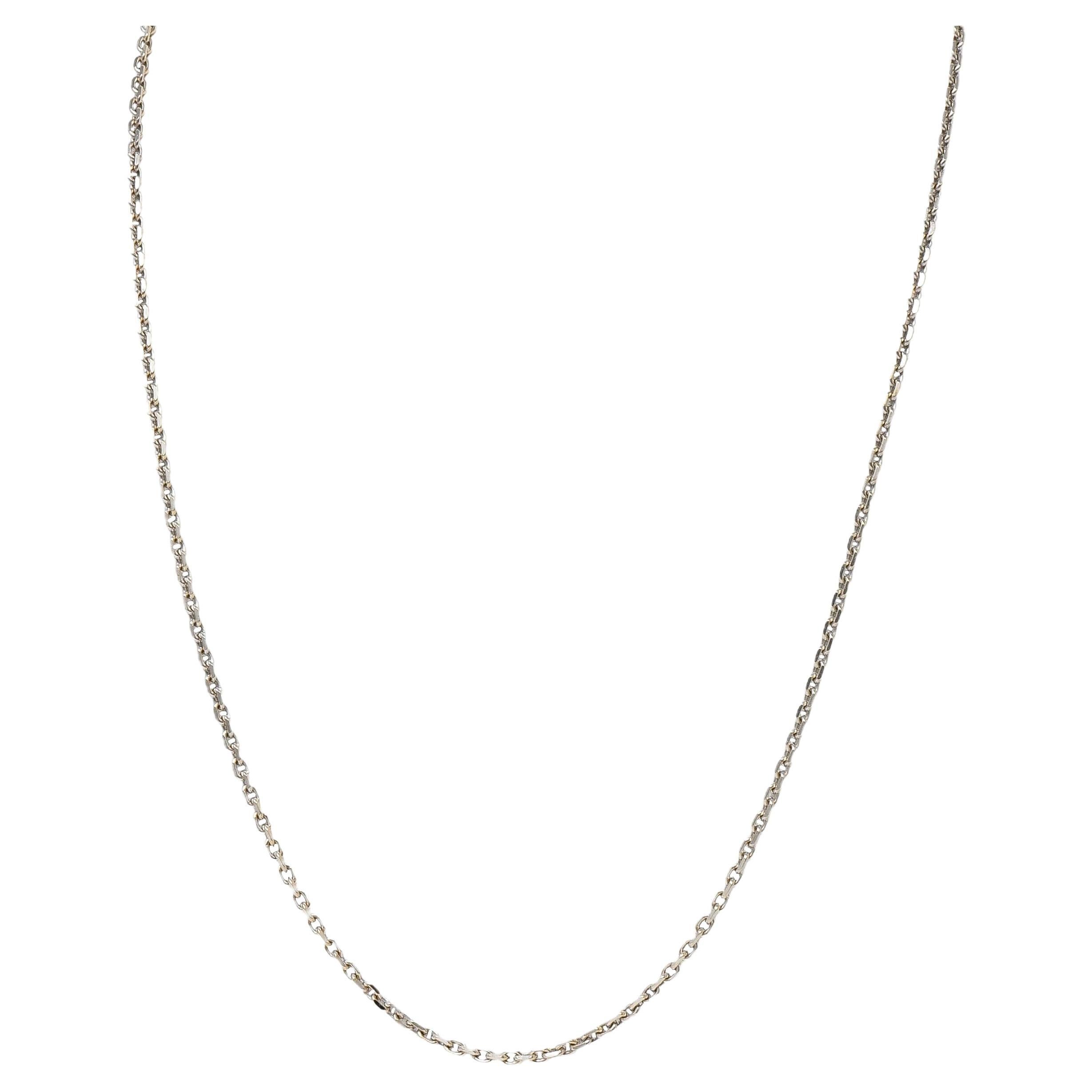 1990's 18 Karat White Gold Vintage Faceted Link Chain Necklace For Sale ...