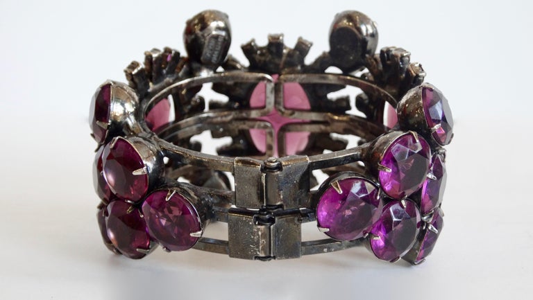 Alan Anderson 1990s Purple Rhinestone Art Deco Cuff For Sale at 1stDibs