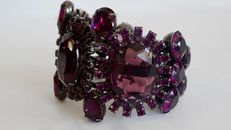 Alan Anderson 1990s Purple Rhinestone Art Deco Cuff For Sale at 1stDibs