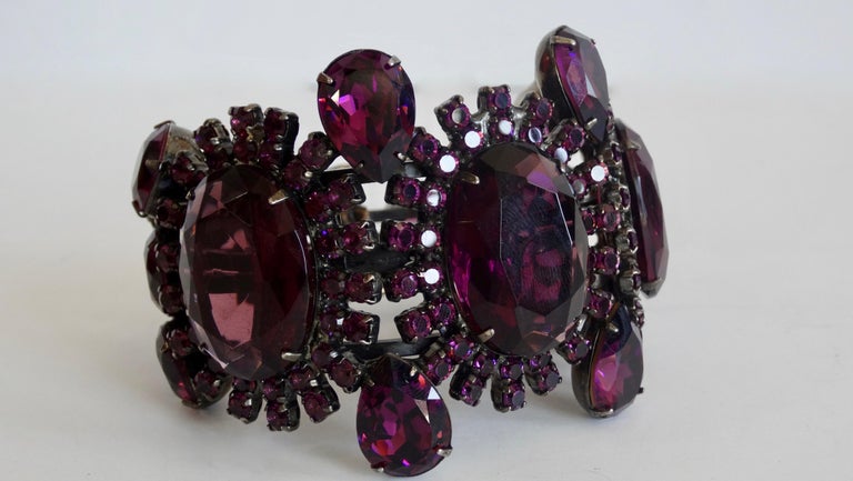 Alan Anderson 1990s Purple Rhinestone Art Deco Cuff For Sale at 1stDibs