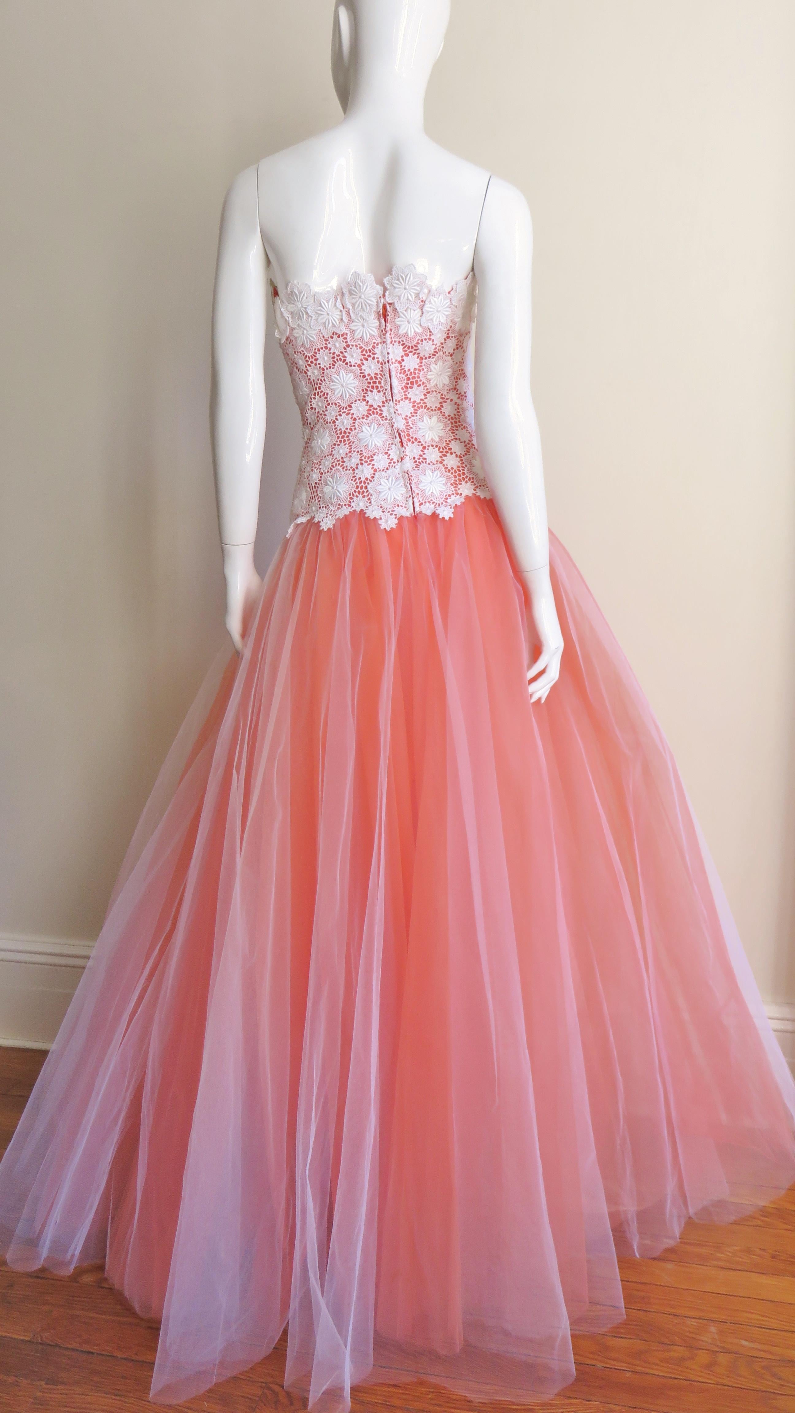 Arnold Scassi Lace and Tulle Strapless Gown at 1stDibs