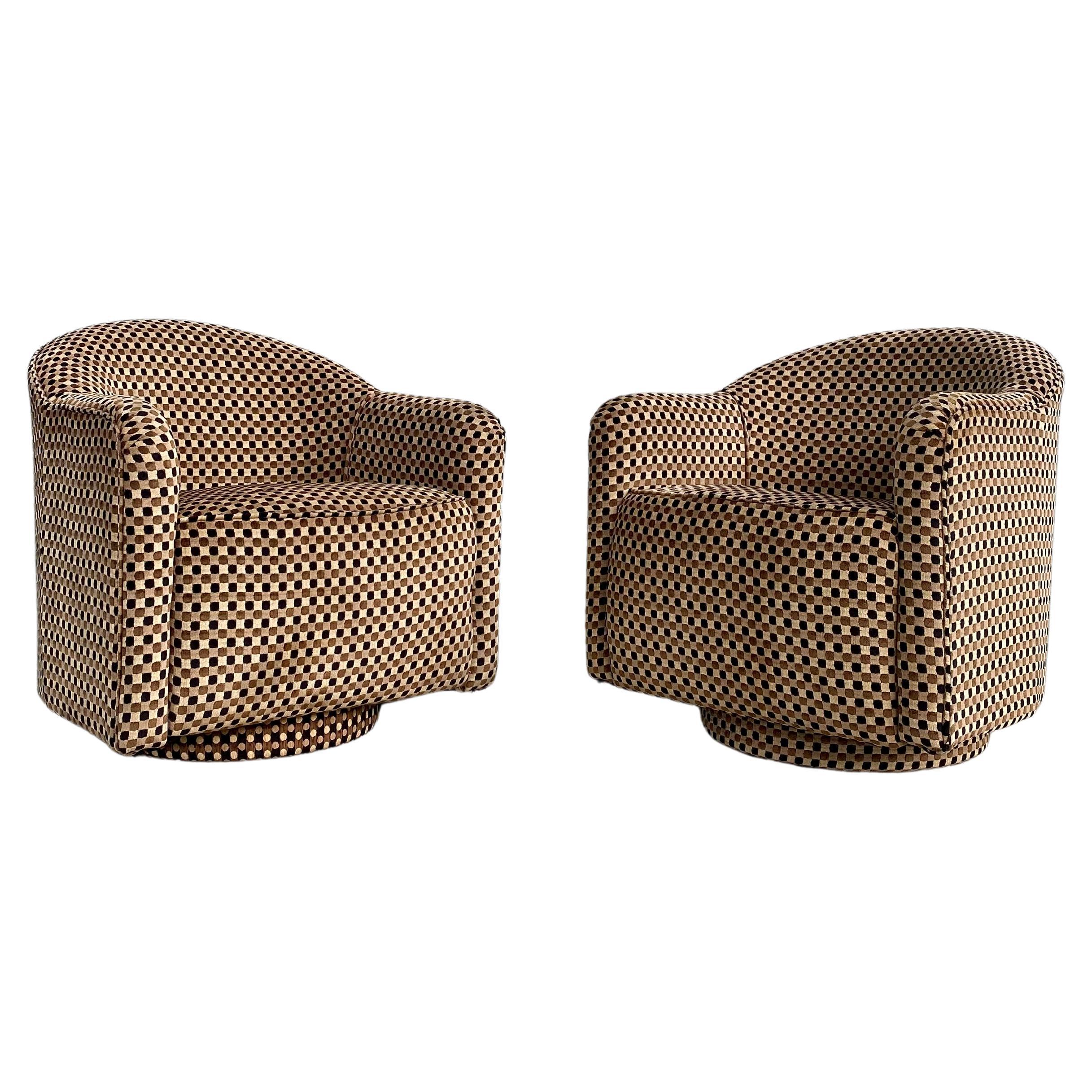 1990s Postmodern Bernhardt Curved Arm Swivel Chairs, a Pair For Sale at ...