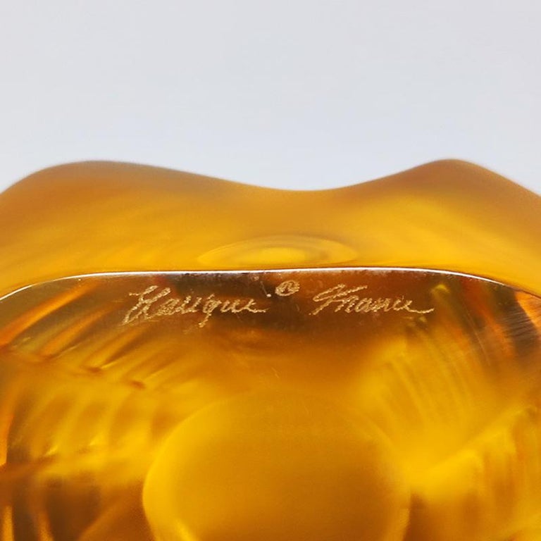 1990s Astonishing Amber Clock by Lalique in Crystal, Made in France For ...