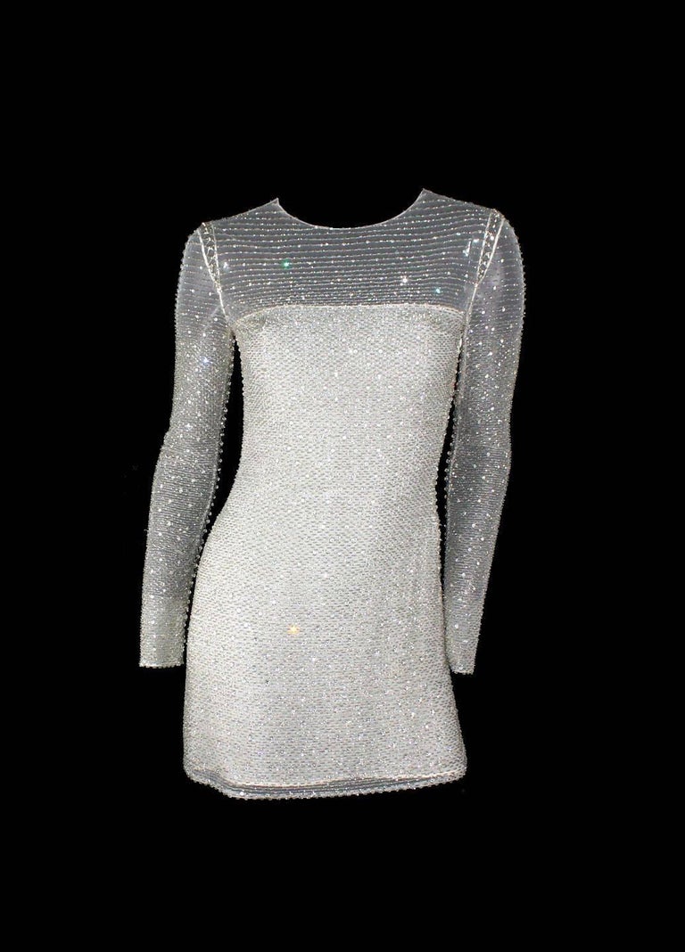 1990s Atelier Versace by Gianni Versace Beaded Mesh Silk Dress For Sale ...