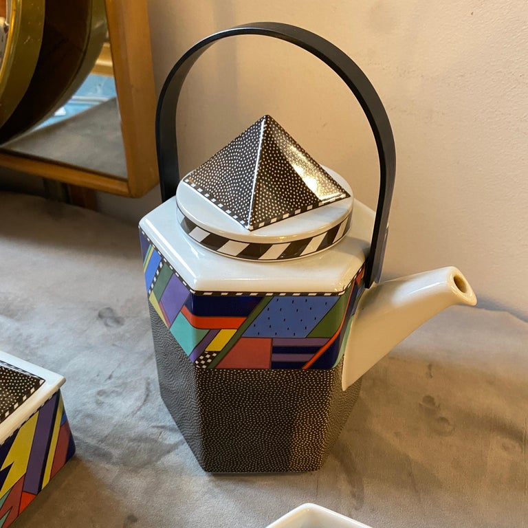 1990s Barbara Brenner for Rosenthal Memphis Style Porcelain Tea Set For ...