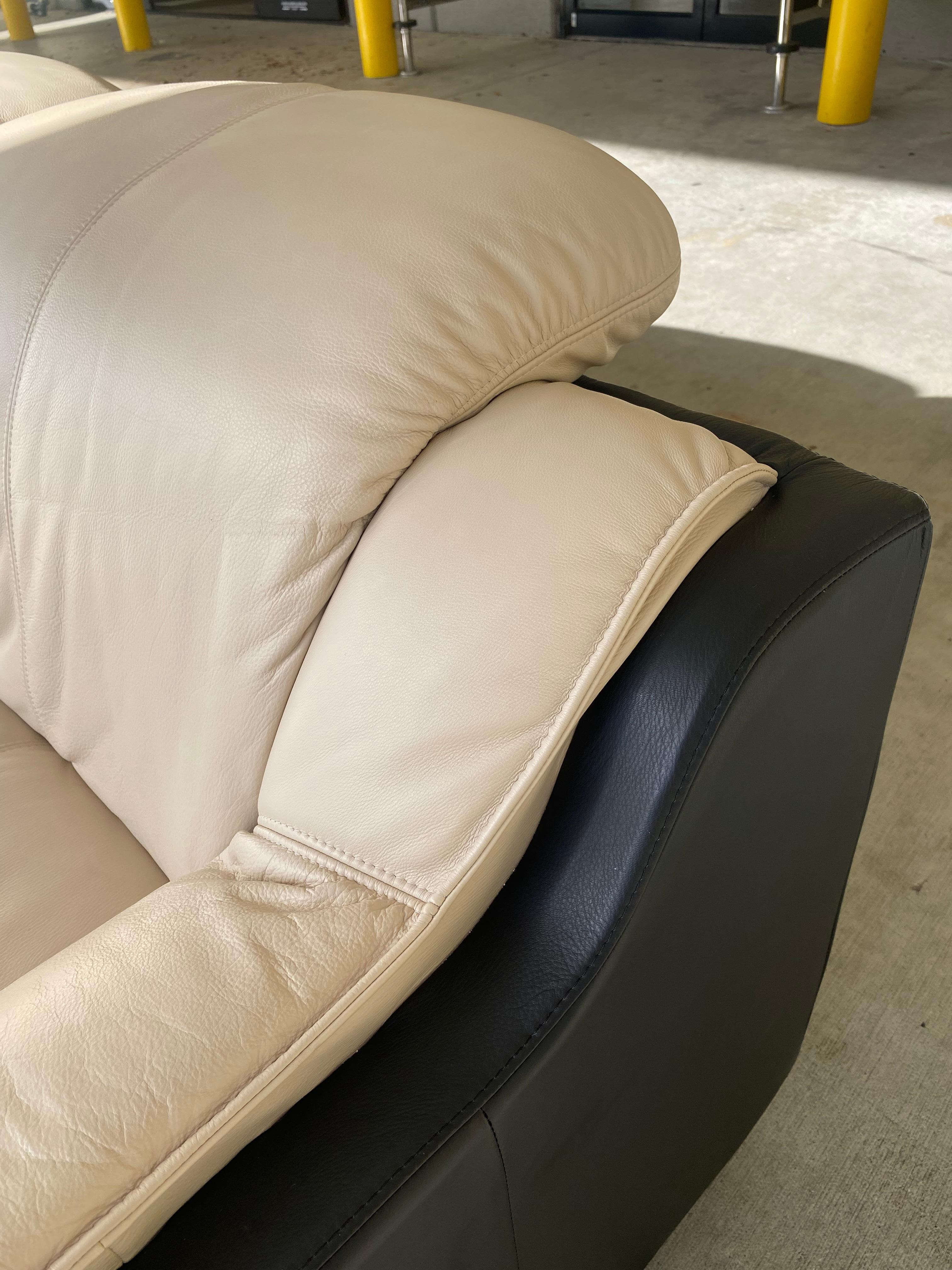 1990s B&B Italia Adjustable Headrest Curved Two Tone Leather Sectional ...