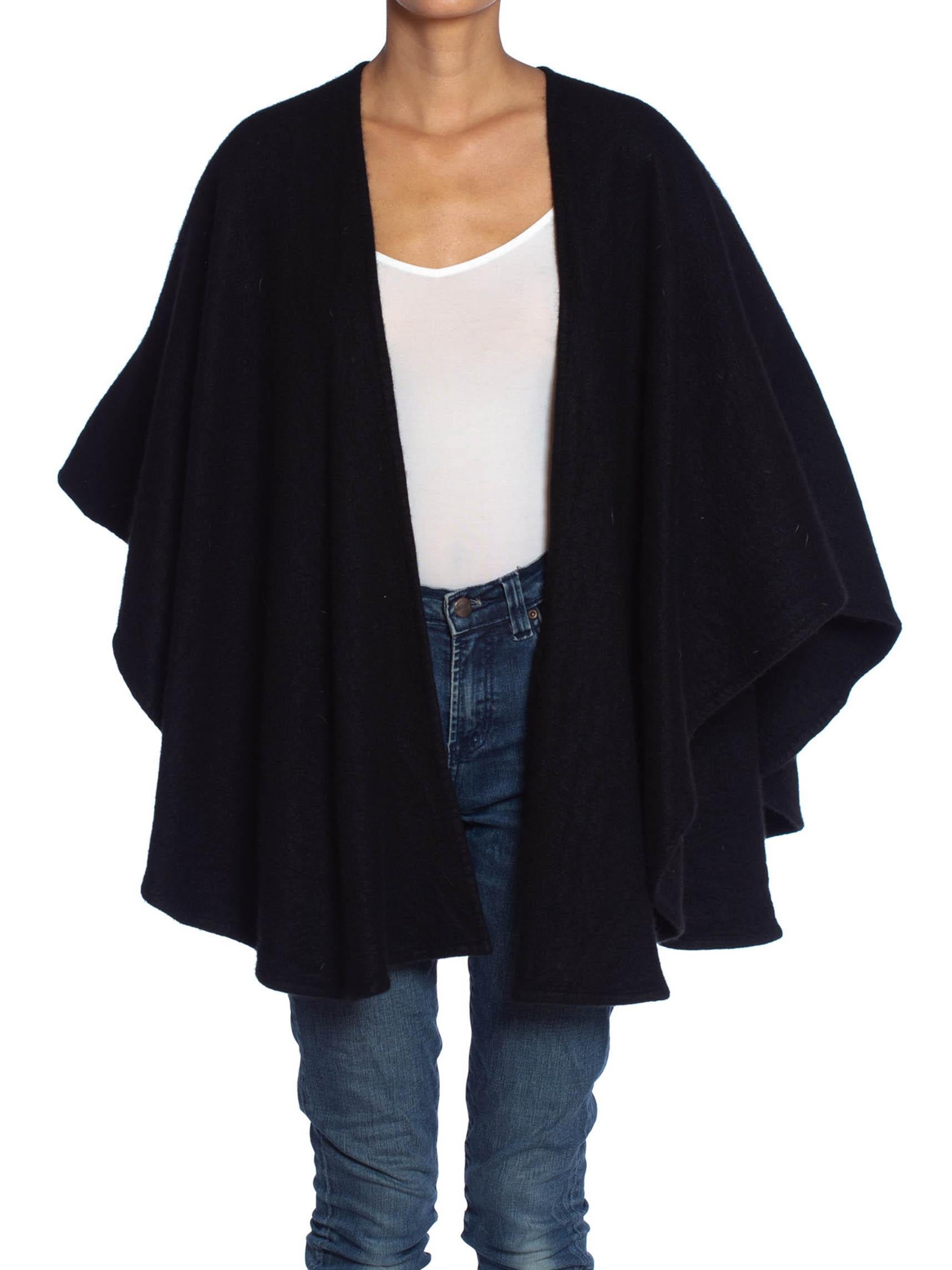1990S Black Cashmere Knit Minimal Cape Shawl at 1stDibs | black cape shawl