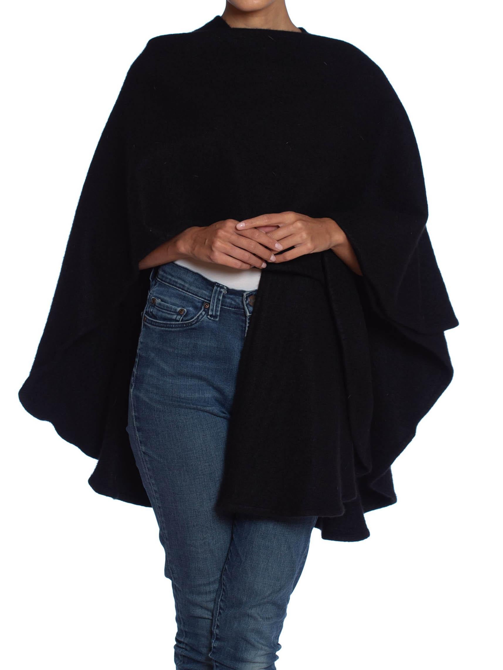 1990S Black Cashmere Knit Minimal Cape Shawl at 1stDibs | black cape shawl