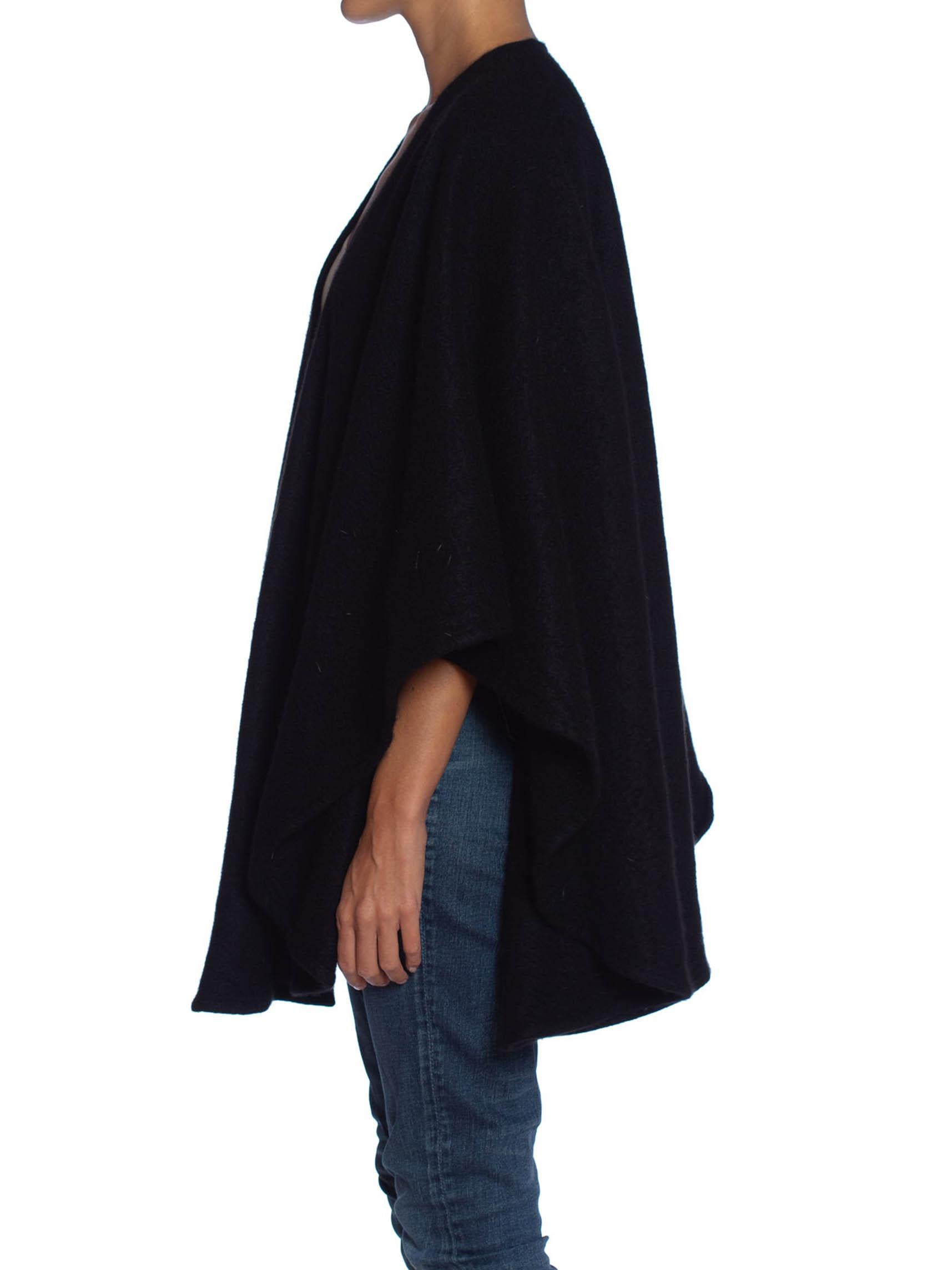 1990S Black Cashmere Knit Minimal Cape Shawl at 1stDibs | black cape shawl