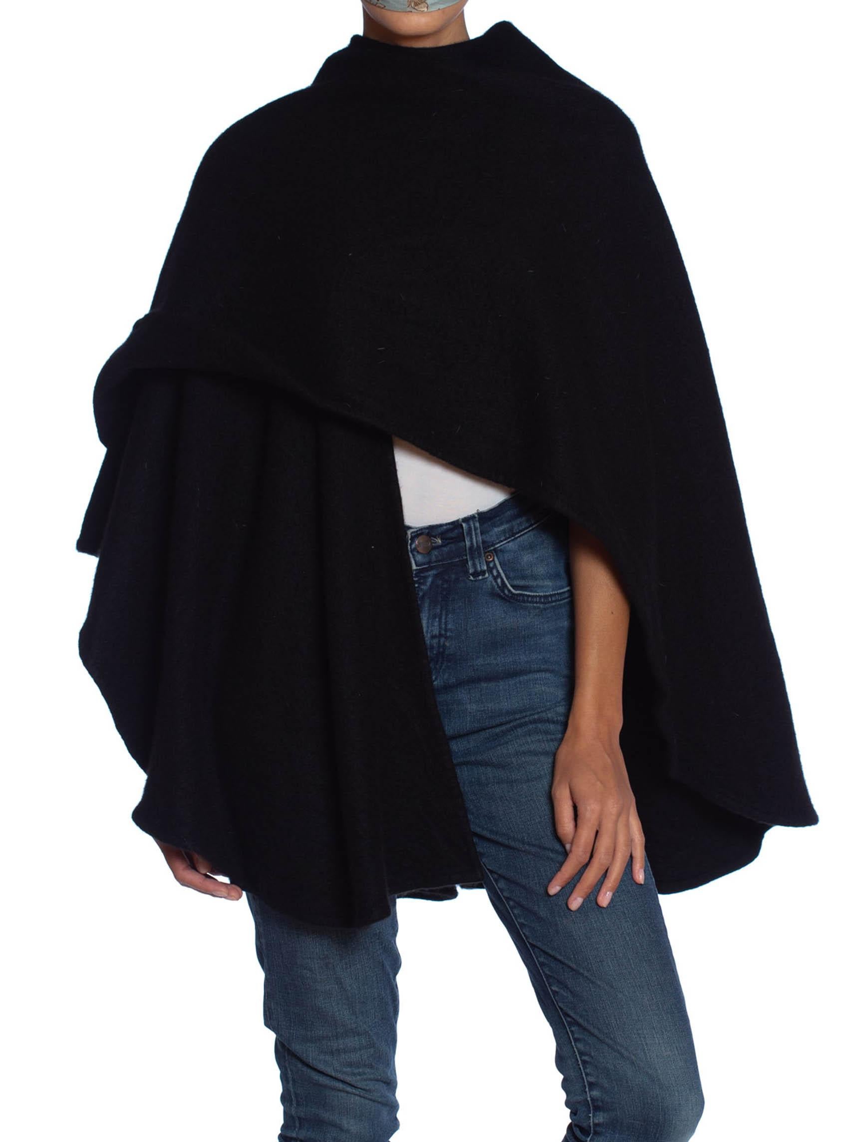 1990S Black Cashmere Knit Minimal Cape Shawl at 1stDibs | black cape shawl