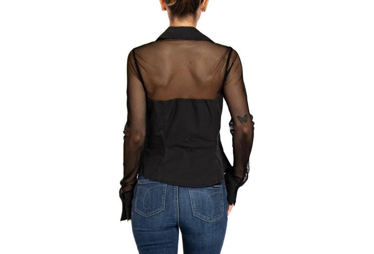 1990S Black Poly/Nylon Fishnet Bustier Top For Sale at 1stDibs