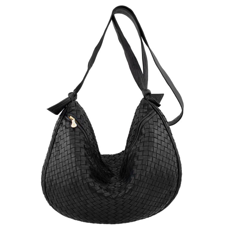 1990s Bottega Veneta Black Intrecciato Large Hobo Bag at 1stDibs