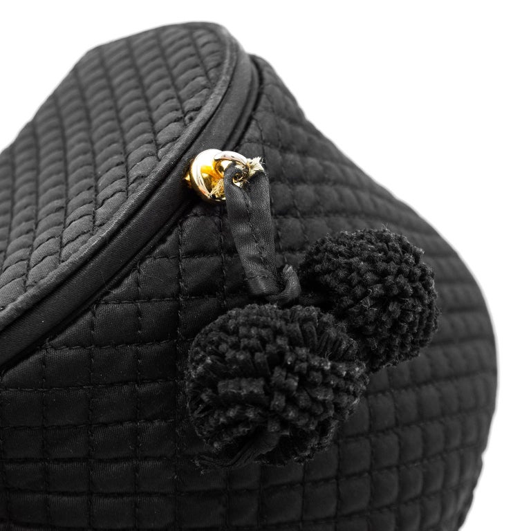 1990s Bottega Veneta Black Quilted Satin Bag For Sale at 1stDibs