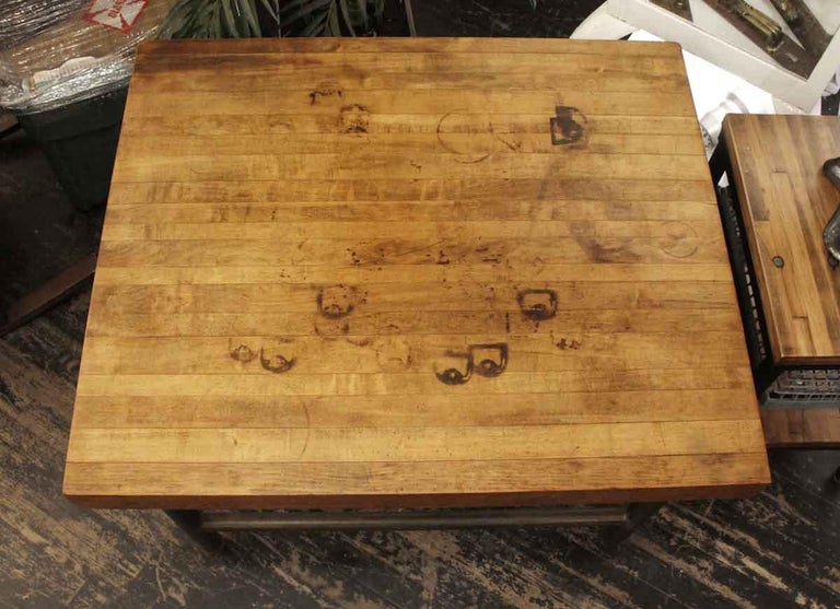 1990s Butcher Block Table with Black Pipe Legs For Sale at 1stDibs