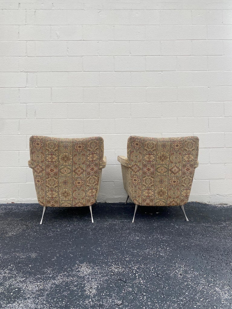 1990s Carter Textile Pin Legs Club Chairs, Set of 2 For Sale at 1stDibs