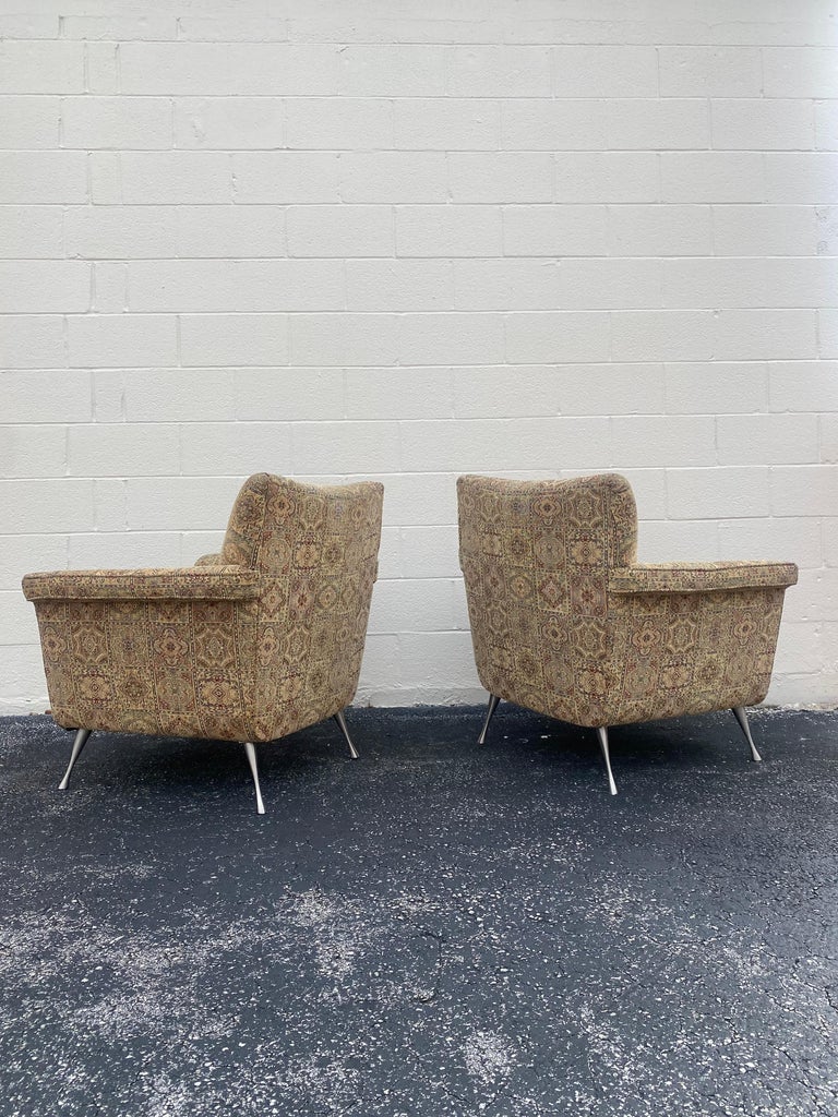 1990s Carter Textile Pin Legs Club Chairs, Set of 2 For Sale at 1stDibs