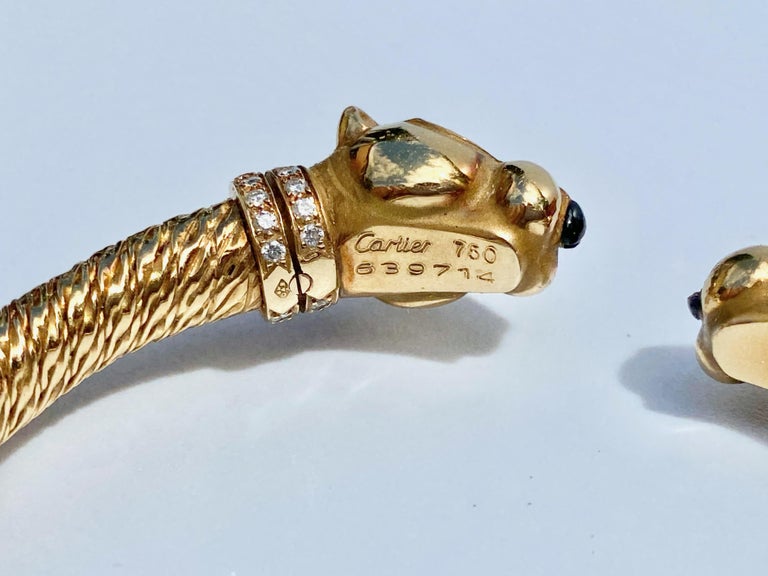 Cartier Panthère Double Headed 18K Gold Bangle with Original Box Papers ...