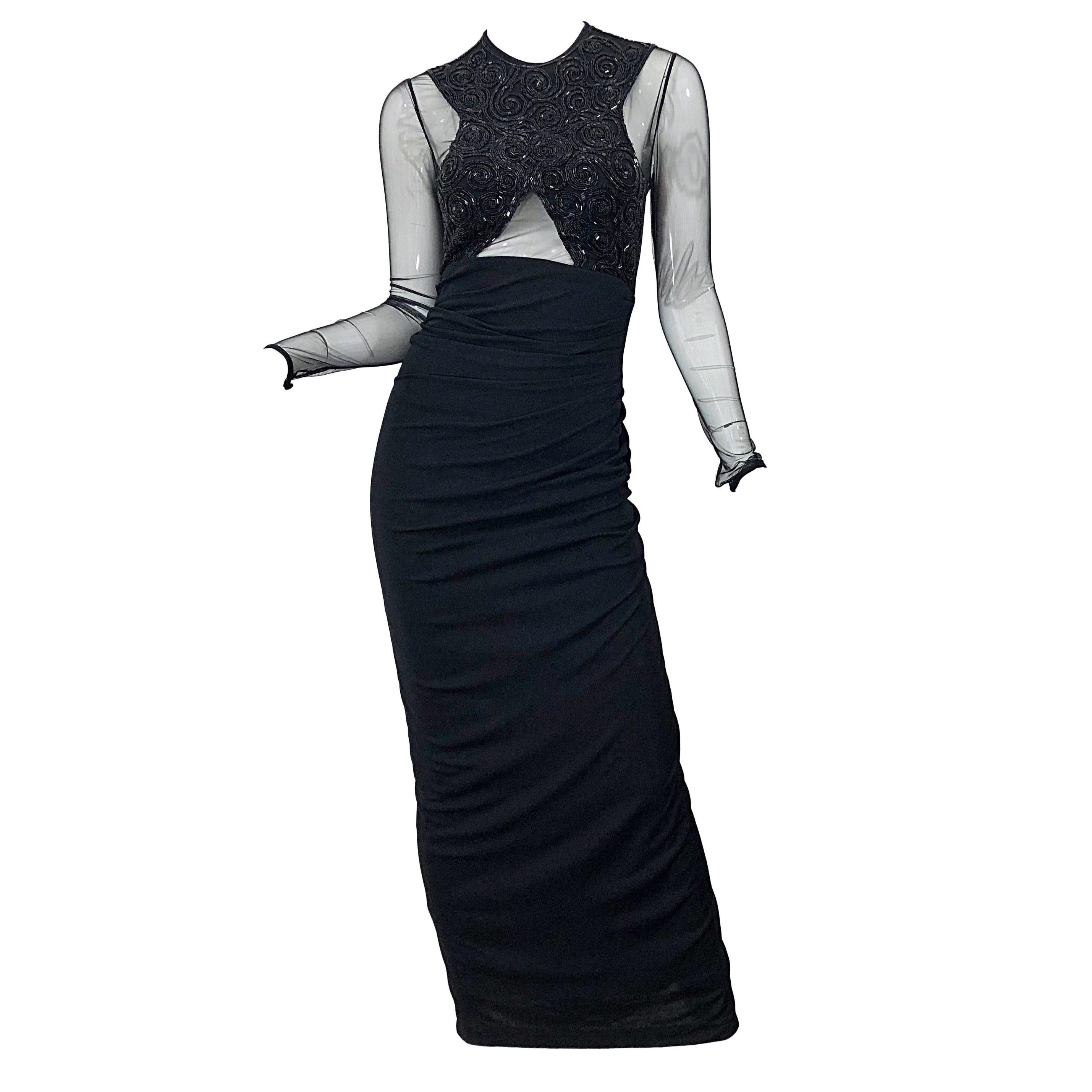 1990s CD GREENE Couture Beaded Silk Jersey Cut - Out Sexy Vintage 90s ...