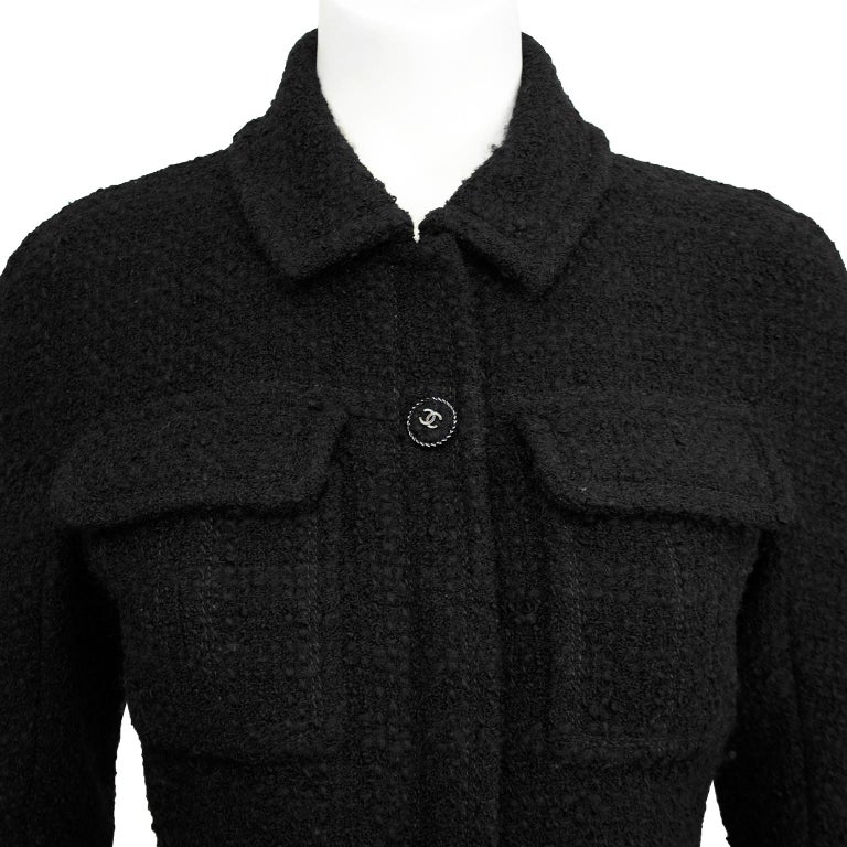 1990s Chanel Black Boucle Jacket at 1stDibs