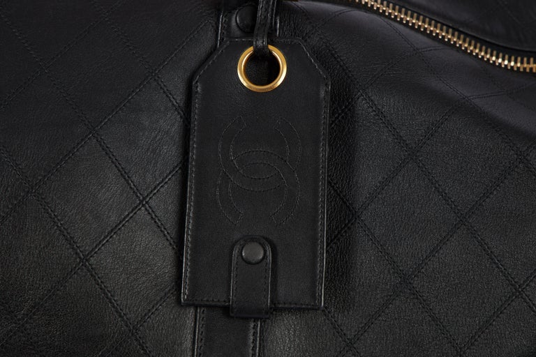 1990's Chanel Black Flat Diamond Keepall Luggage Bag at 1stDibs ...