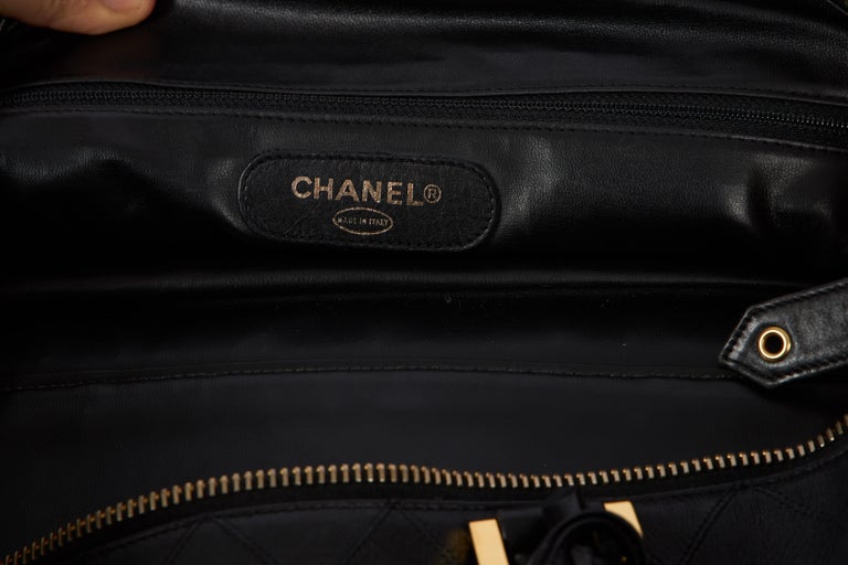 1990's Chanel Black Flat Diamond Keepall Luggage Bag at 1stDibs ...