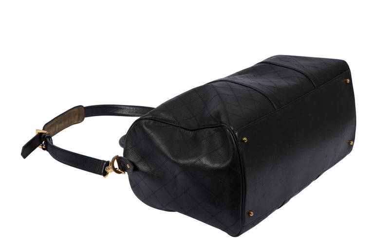1990's Chanel Black Flat Diamond Keepall Luggage Bag at 1stDibs ...