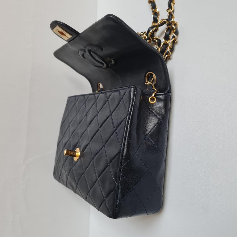 1990s Chanel Black Lambskin Small Flap Bag For Sale at 1stDibs