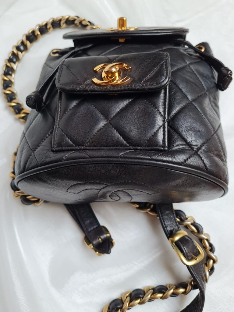 1990s Chanel Black Leather Mini Duma Backpack For Sale at 1stDibs