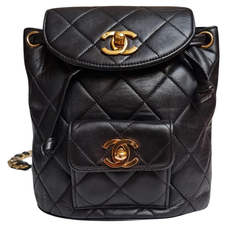 1990s Chanel Black Leather Mini Duma Backpack For Sale at 1stDibs