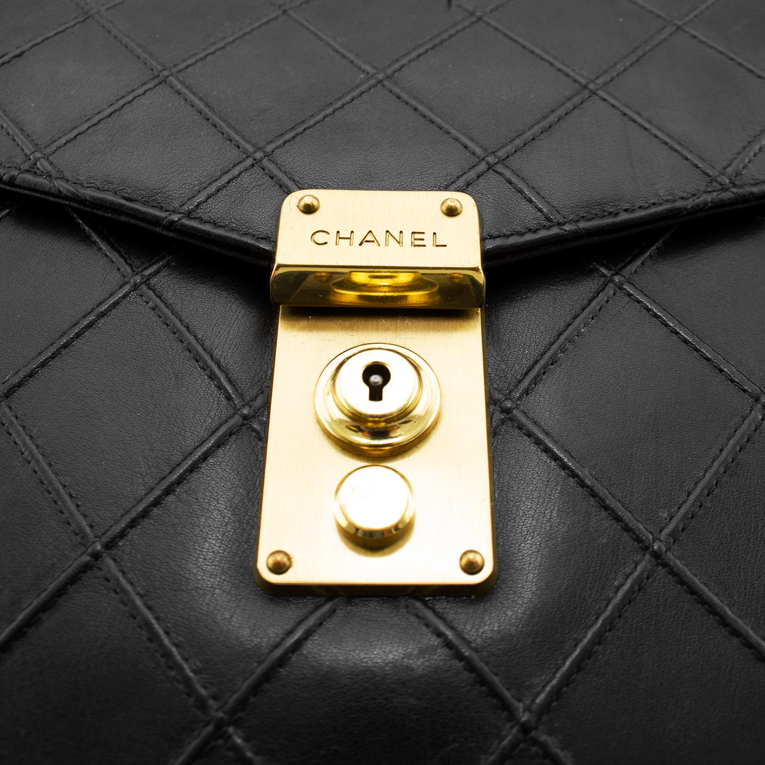 1990s Chanel Black Quilted Lambskin Breifcase at 1stDibs | chanel briefcase