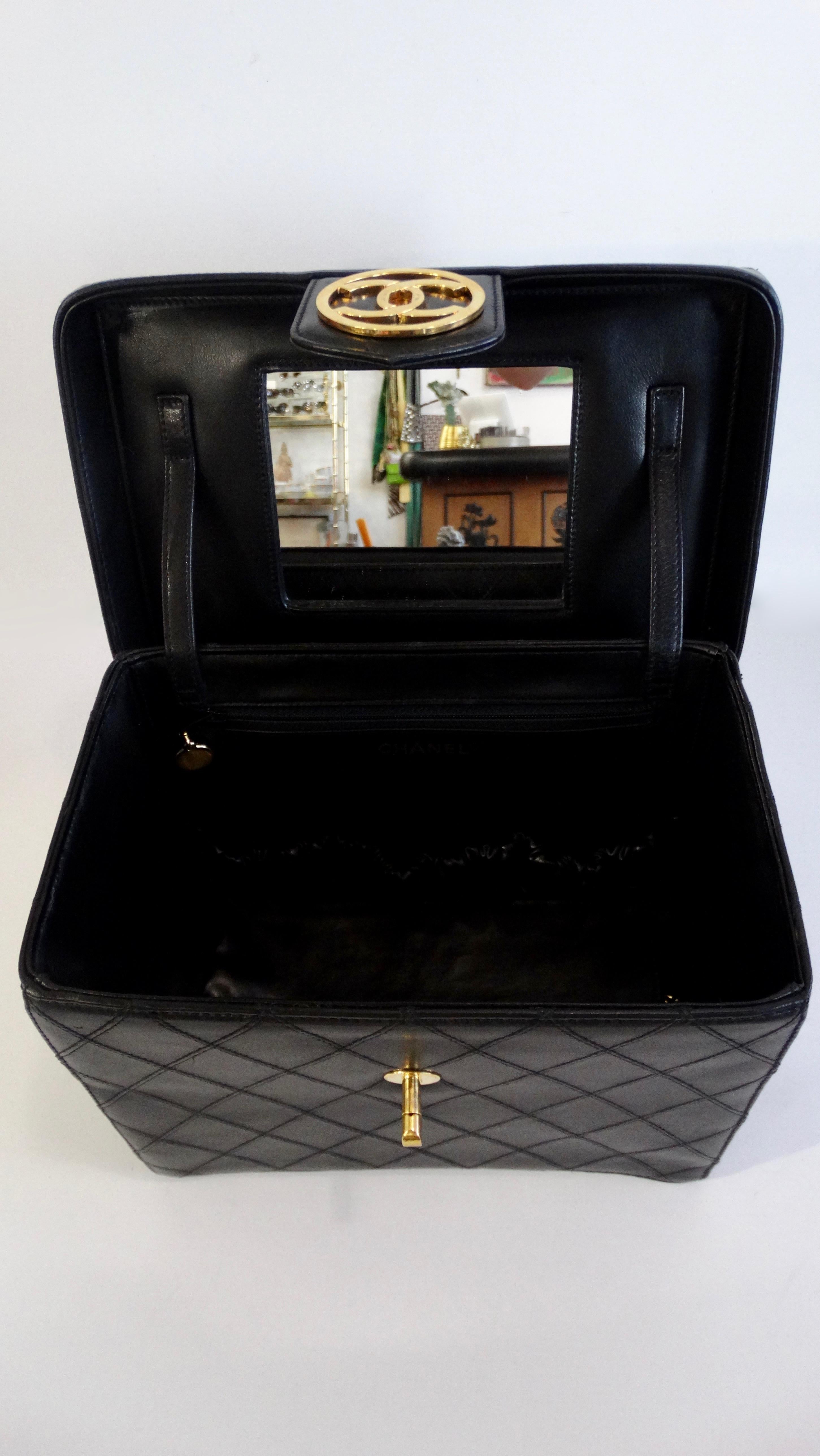 Chanel 1990s Black Quilted Lambskin Globe Trotter Box Bag at 1stDibs ...