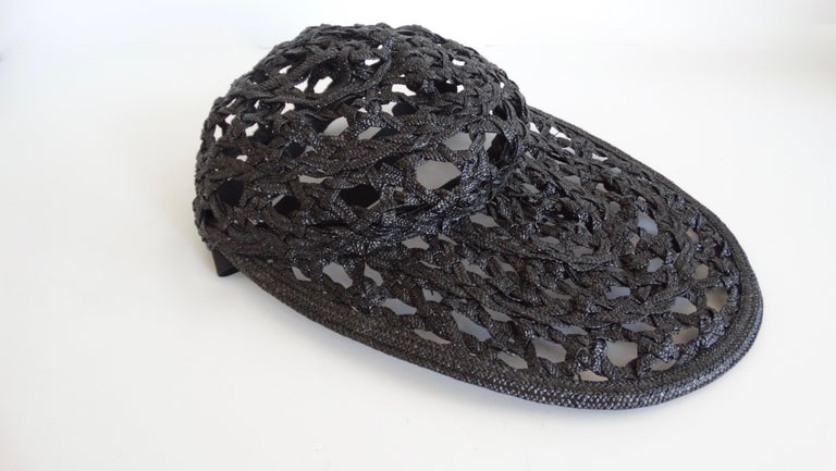 1990s Chanel Black Rattan Cap at 1stDibs