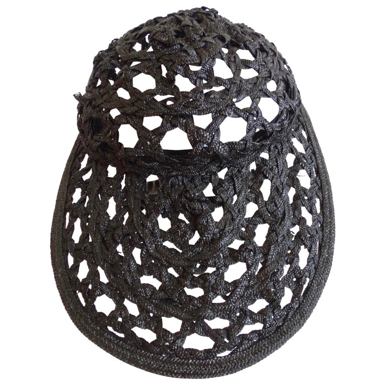1990s Chanel Black Rattan Cap at 1stDibs